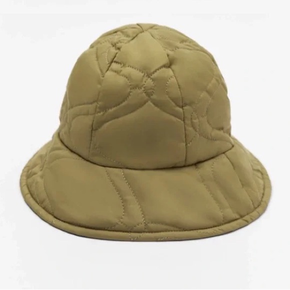 Zara | Accessories | Zara Quilted Puffy Stitched Green Bucket Hat Nwt ...